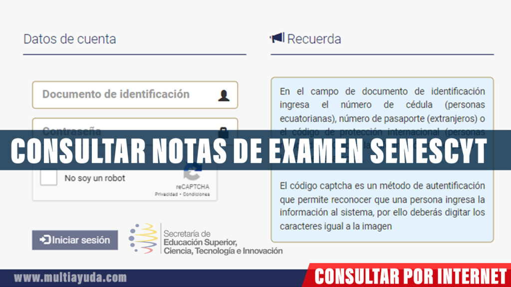 Consultar la nota del examen TRANSFORMAR | SENESCYT